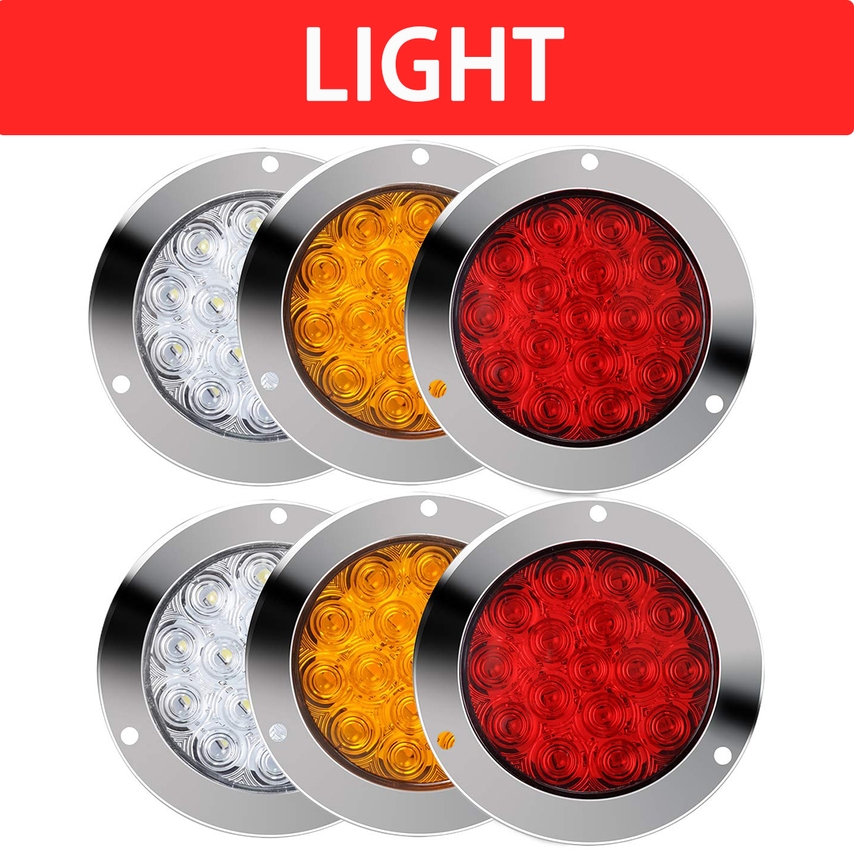 2pcs 16-LED Red 5.5" Round Turn Signal Lights/Lamps Tail Light with ...