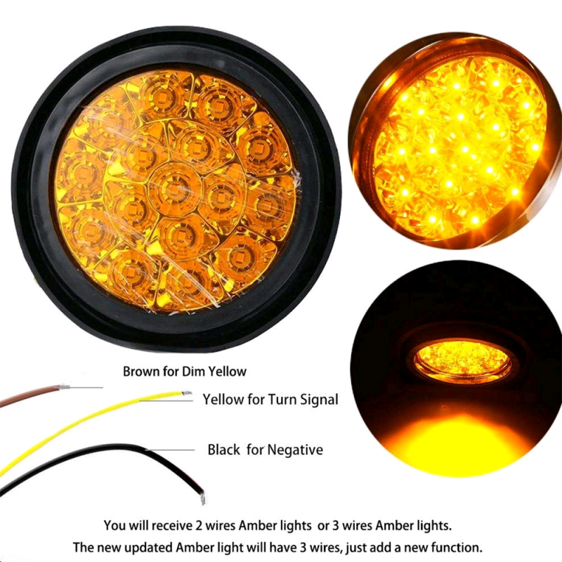 Auovo 4" Round Led Tail lights with Rubber Grommet 12/24V